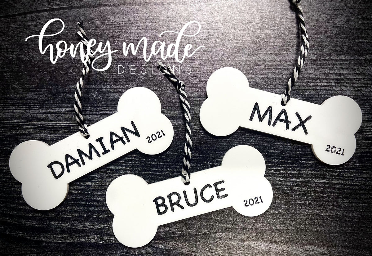Personalized Acrylic Bone Ornament – Honey Made Designs